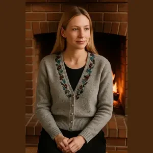 Vintage | Sweaters | Vintage Floral Embroidered Cardigan Sweater ...